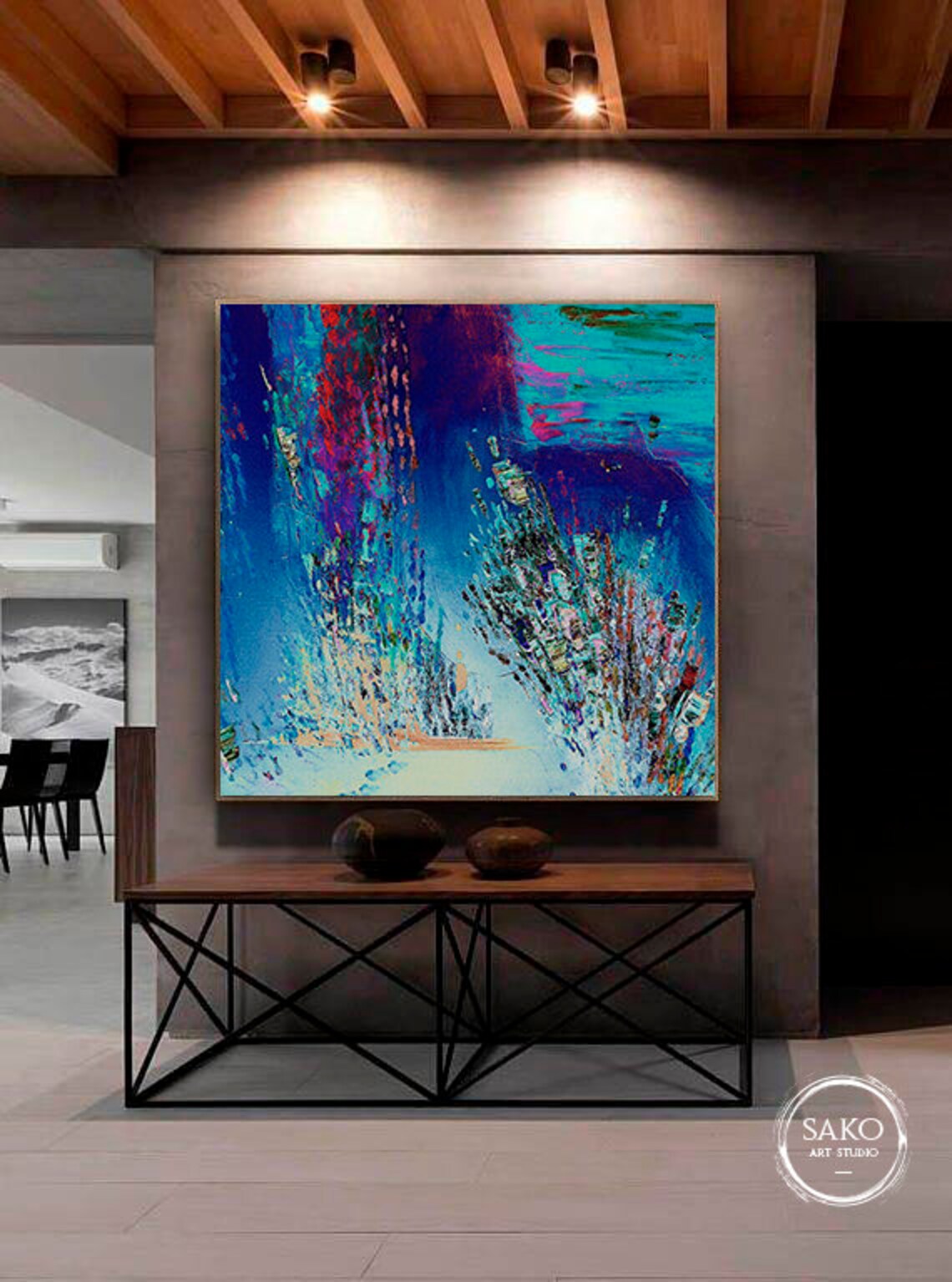 Large Abstract Painting on Canvas / Landscape Painting / - Etsy