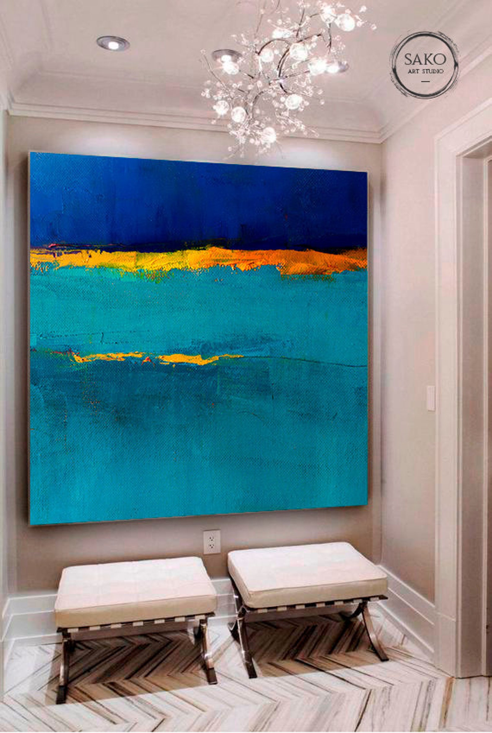 Blue Painting / Seascape Painting / Large Original Abstract Painting ...