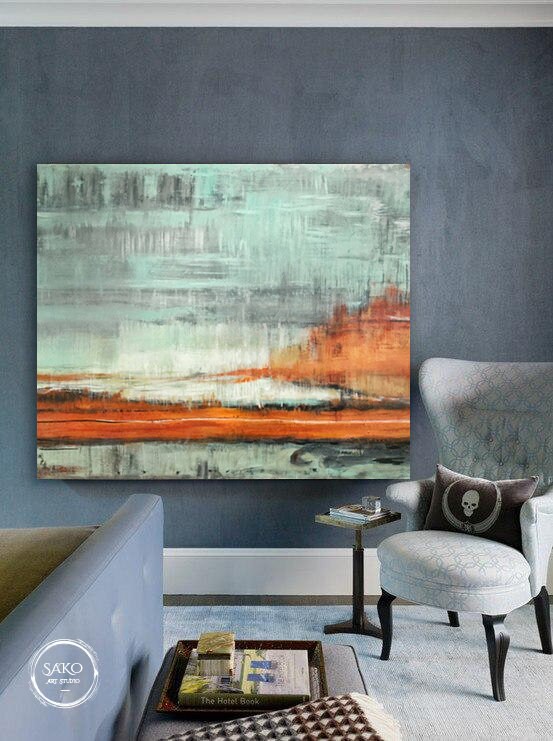Sunset Painting / Large Original Abstract Oil Painting / Colorful ...