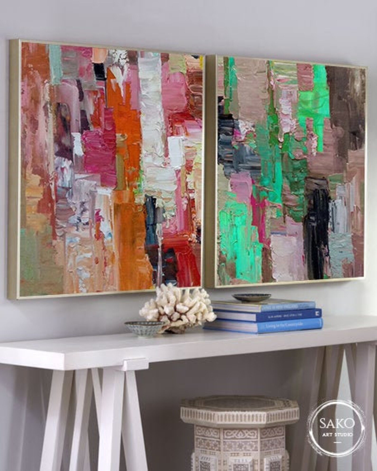 Set of Paintings / Large Original Abstract Oil Painting / Hand-painted ...