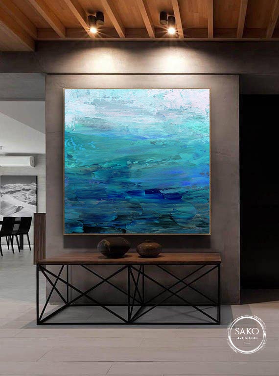 Blue Painting / Seascape Painting / Large Original Abstract Painting ...