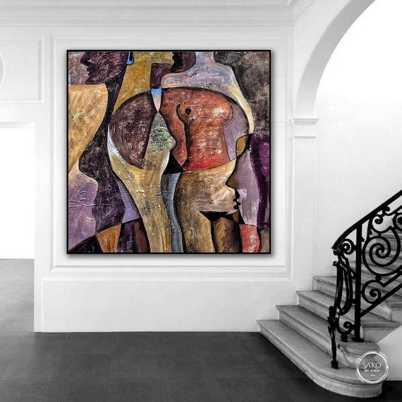 Human Abstract Painting Large Abstract Acrylic Painting on - Etsy