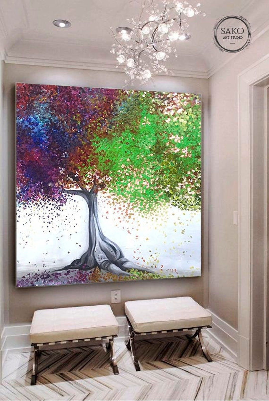 Tree Abstract Painting Large Abstract Acrylic Painting on Canvas Extra ...