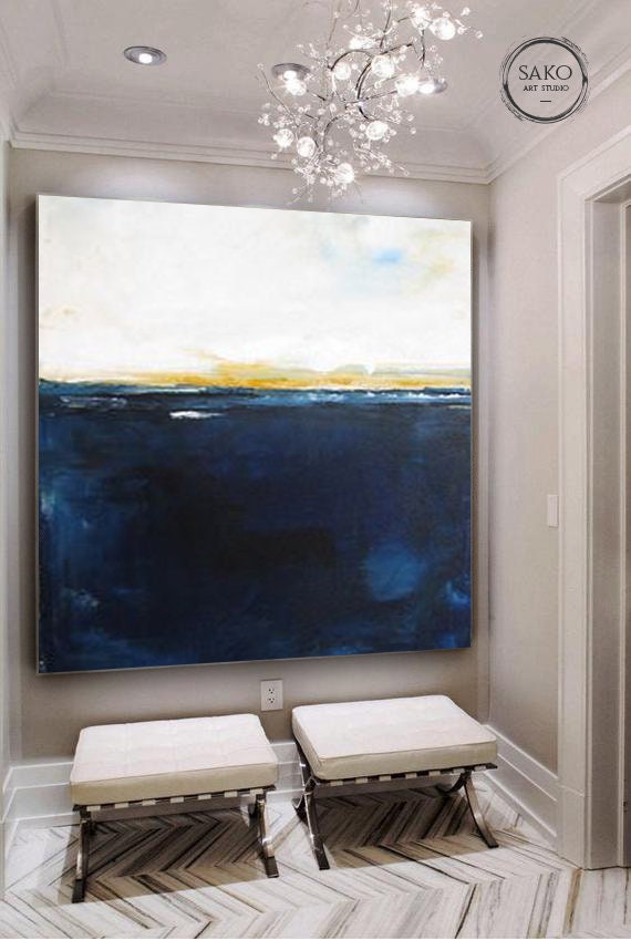 Abstract Painting / Blue Landscape Painting / Large Original - Etsy