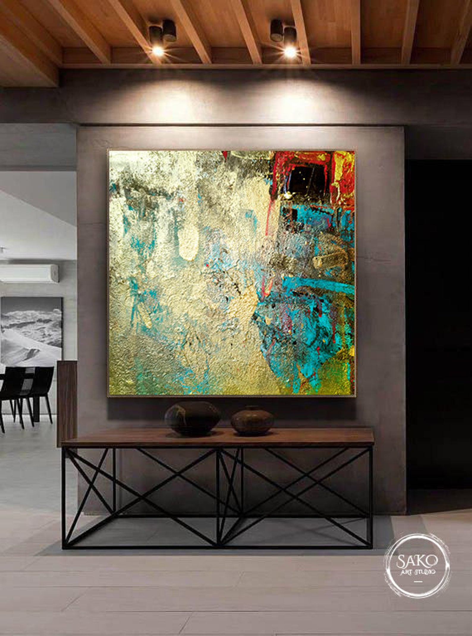 Large Canvas Painting / Oversize Painting / Green Painting / - Etsy
