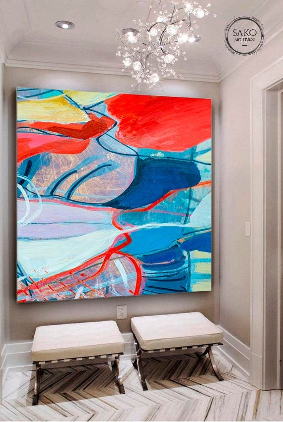 Large Painting Abstract Colorful Art Oversize Painting Acrylic | Etsy