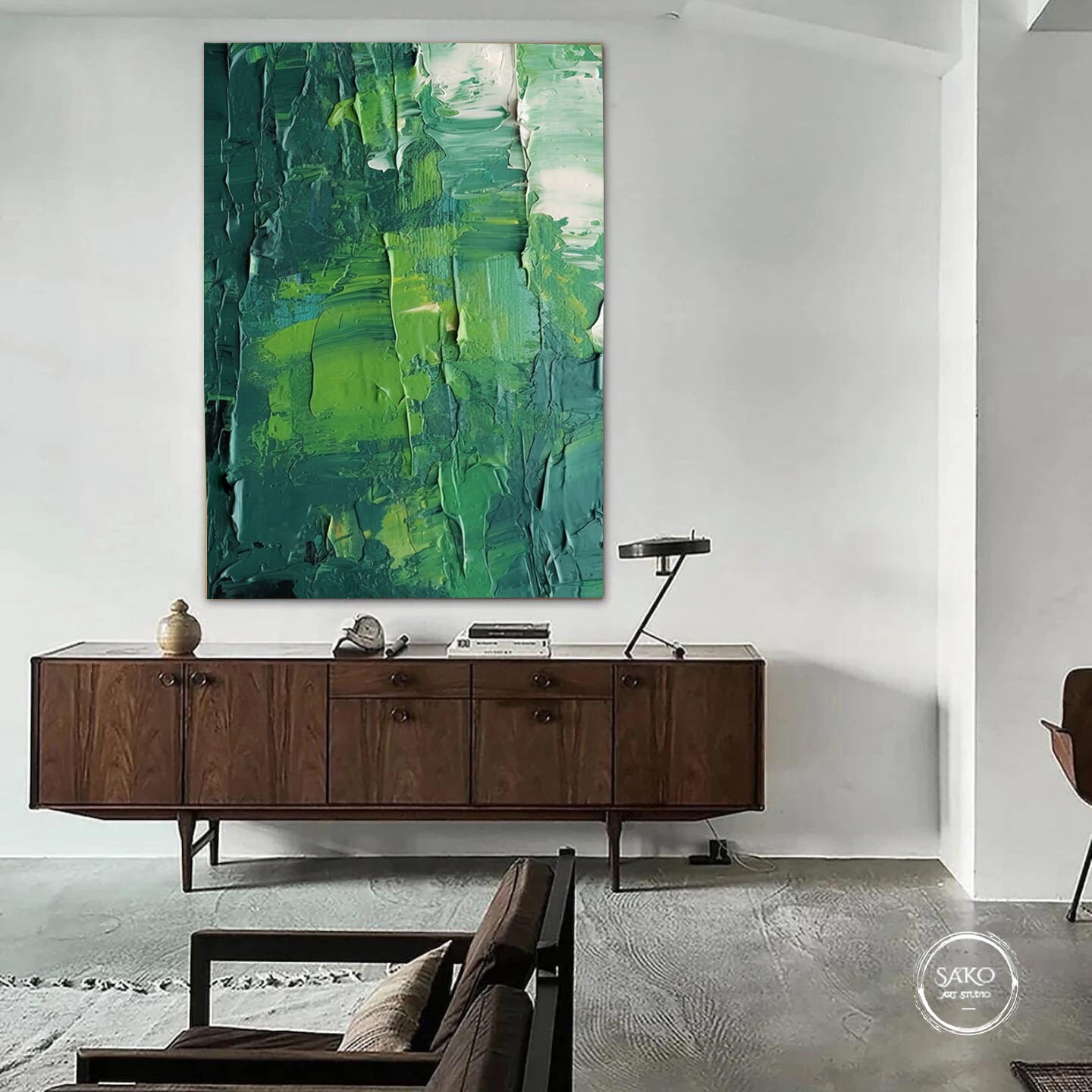 Oversize Green Textured Painting Contemporary Art Large Original ...
