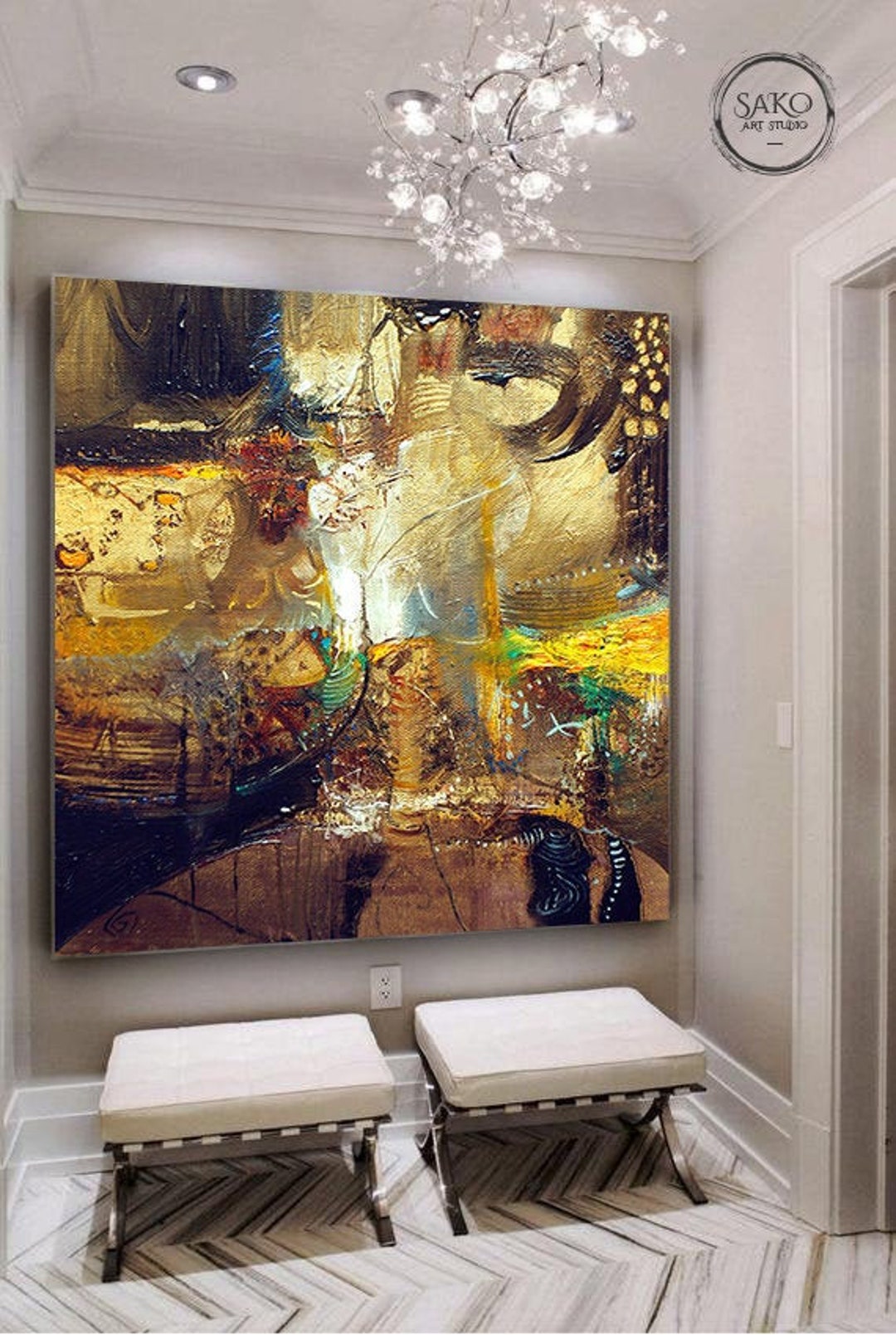 Abstract Painting Original Large Gold Painting Contemporary Art ...