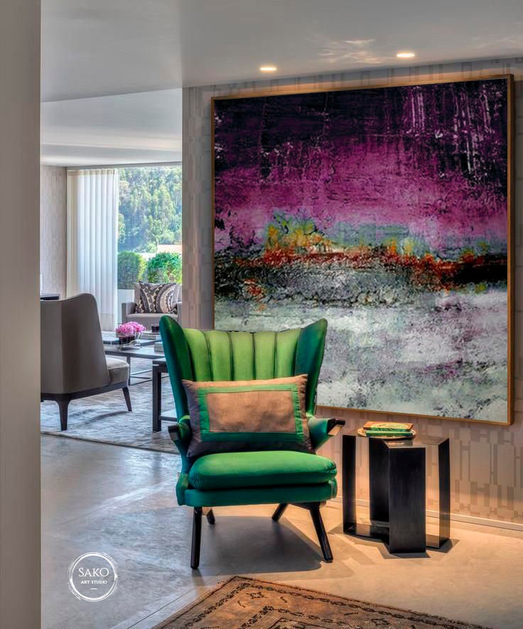 Large Painting On Canvas Original Wall Art Purple Painting | Etsy