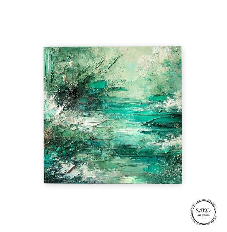 Emerald Green Abstract Painting | Textured Acrylic Canvas Wall Art ...