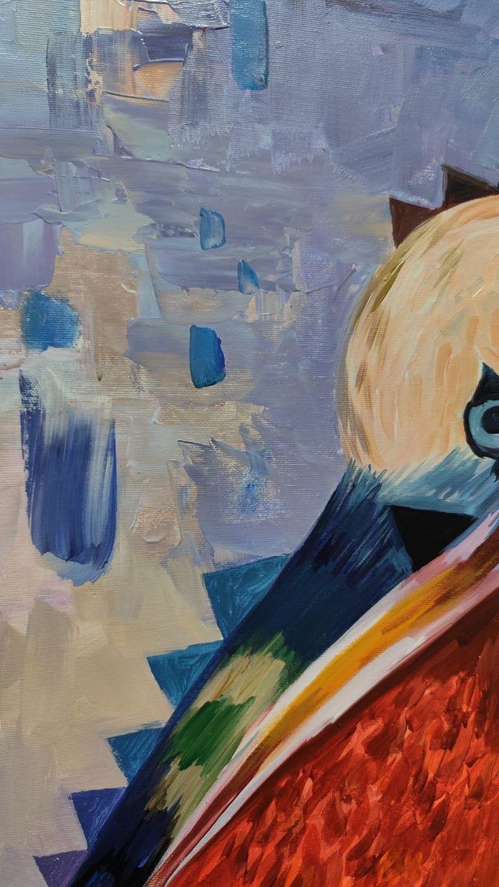 Colorful Abstract Bird Painting on Canvas – Modern Cubist Wall Art ...
