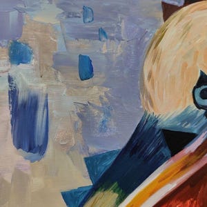 Colorful Abstract Bird Painting on Canvas – Modern Cubist Wall Art ...