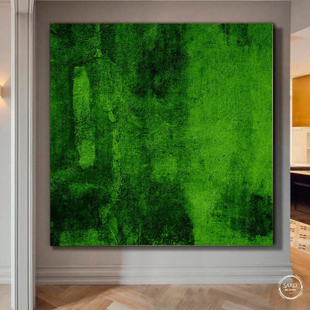 Green Abstract Oil Painting Original Large Oversized Painting Office ...