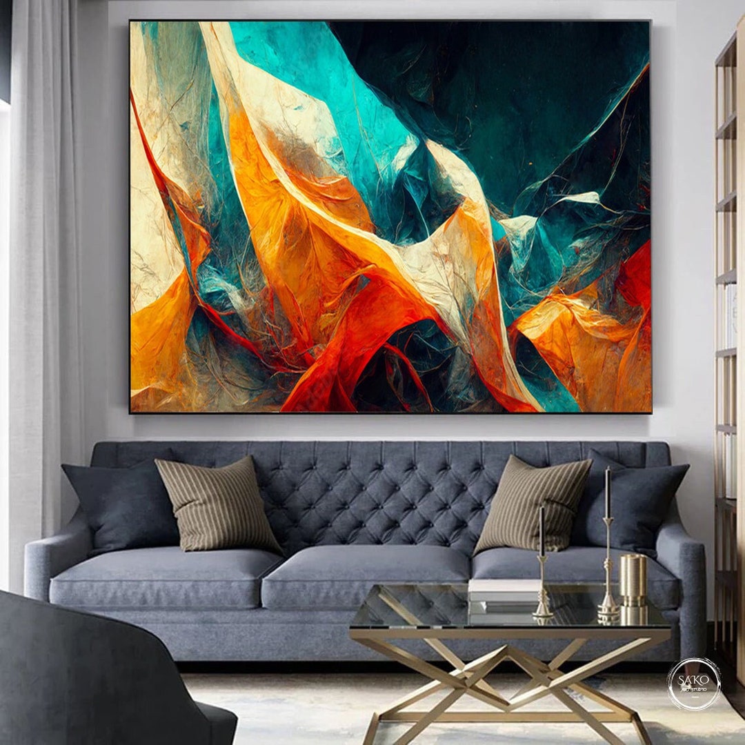 Landscape Painting / Large Original Abstract Oil Painting / Colorful ...