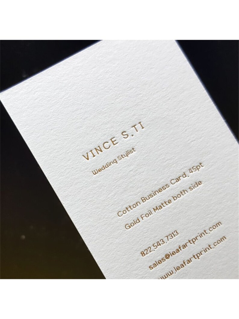 Gold Business Card Design and Print Cotton Business Card With - Etsy