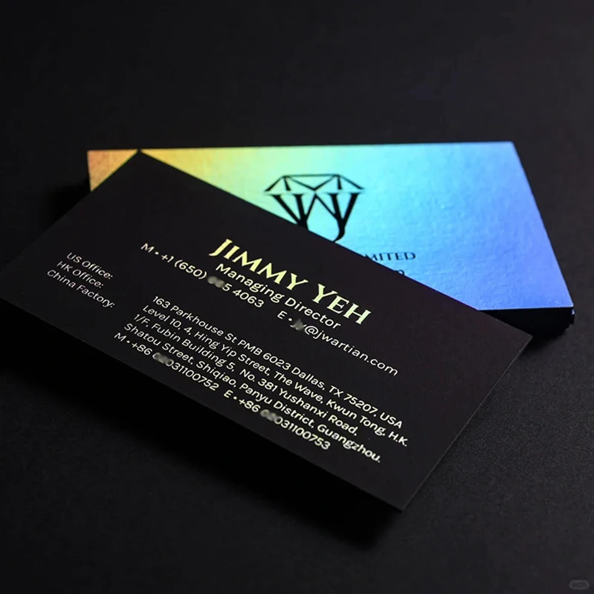 Luxury Holographic Foil Business Cards Design and Print, Foil Edging ...
