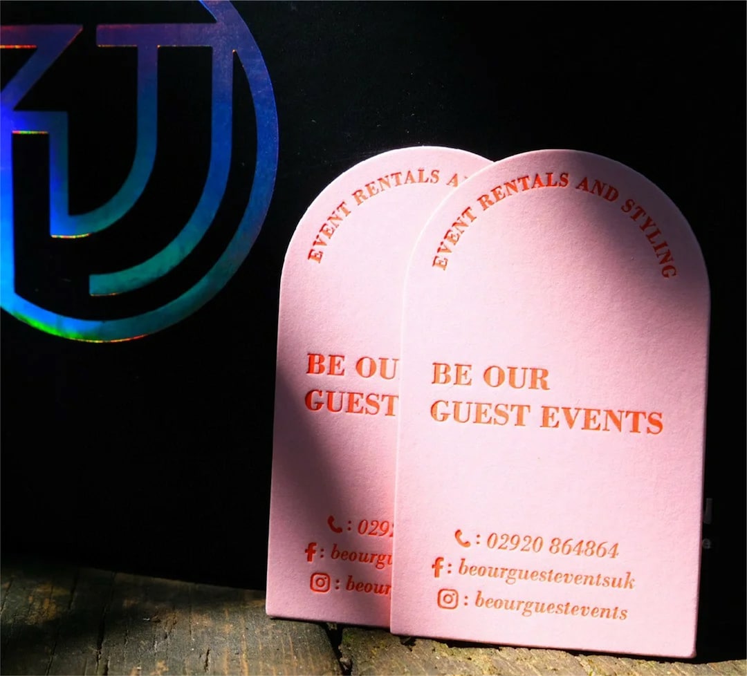 Custom Letterpress Pink Business Cards - Simple Card Design Letterpress ...