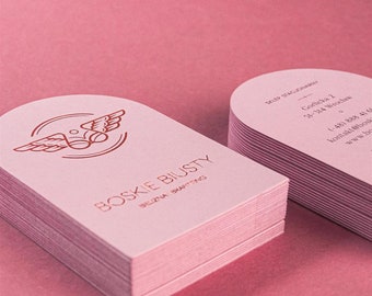 Custom Letterpress Pink Business Cards - Simple Card Design Letterpress ...