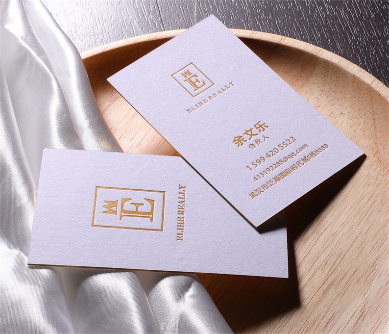 Gold Business Card Design and Print Cotton Business Card With - Etsy