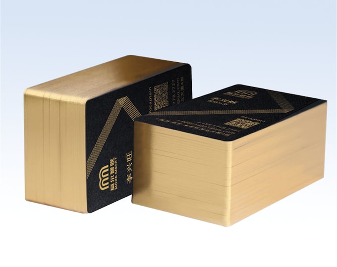 100 Luxury Gold Foil Business Cards Design and Print, QR Calling Cards ...