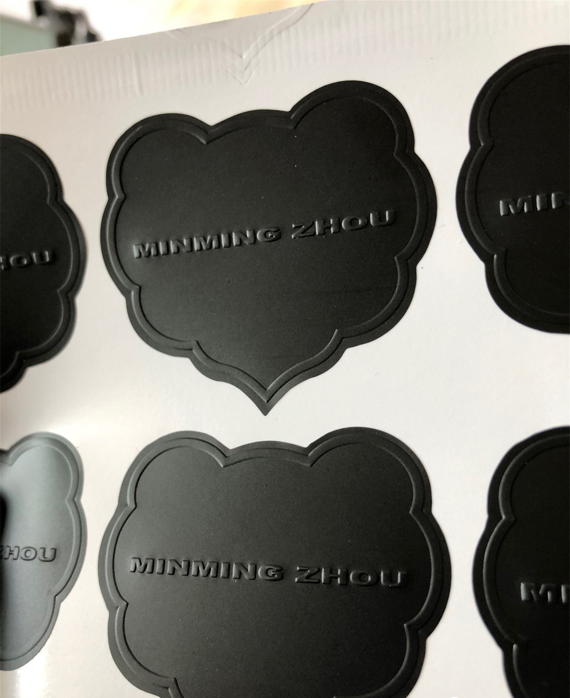 Custom Blind Embossed Sticker/black Foil Raised Metallic Label ...