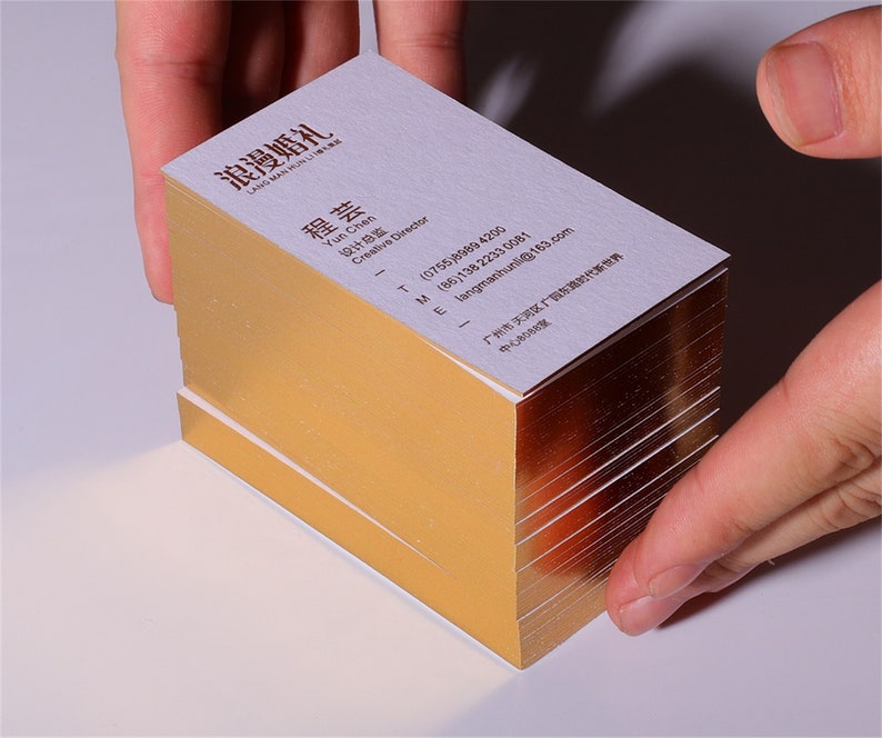Gold Business Card Design and Print Cotton Business Card With - Etsy