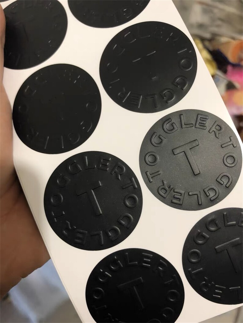 Custom Blind Embossed Sticker/black Foil Raised Metallic Label ...