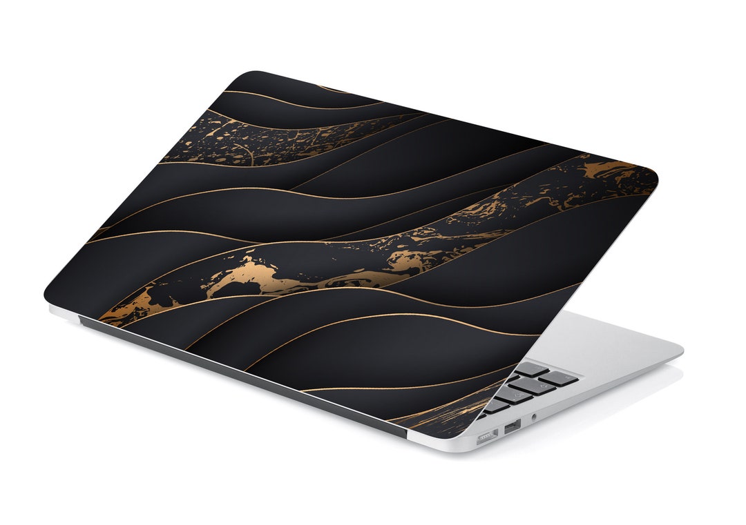 Black & Faux Gold Bougie Lux Wave Pattern UNIVERSAL Laptop Skin ...