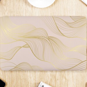 Luxurious Faux Gold Flowing Lines Waves UNIVERSAL Laptop Skin, Computer ...