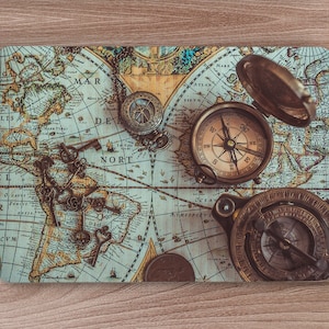 Nautical Blue & Brown Map Compass Tools UNIVERSAL Laptop Skin, Computer ...