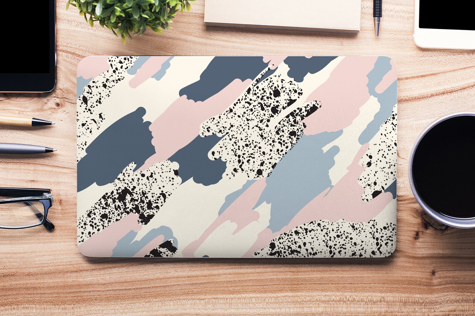90s Mauve Black & White Splashes Pattern UNIVERSAL Laptop Skin ...