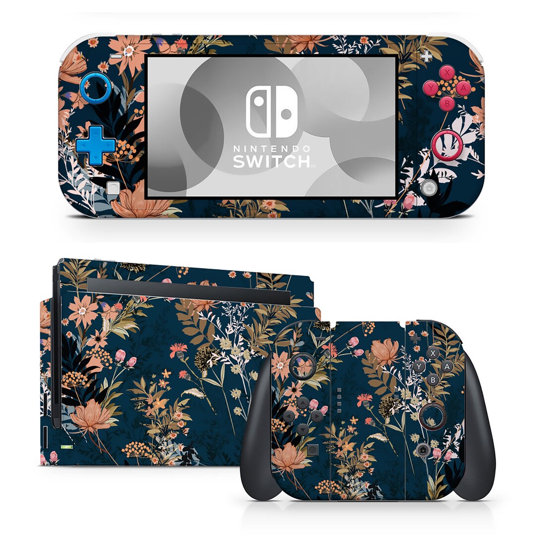 Natural Wildflowers Blue Background Nintendo Switch Skin Full Coverage ...
