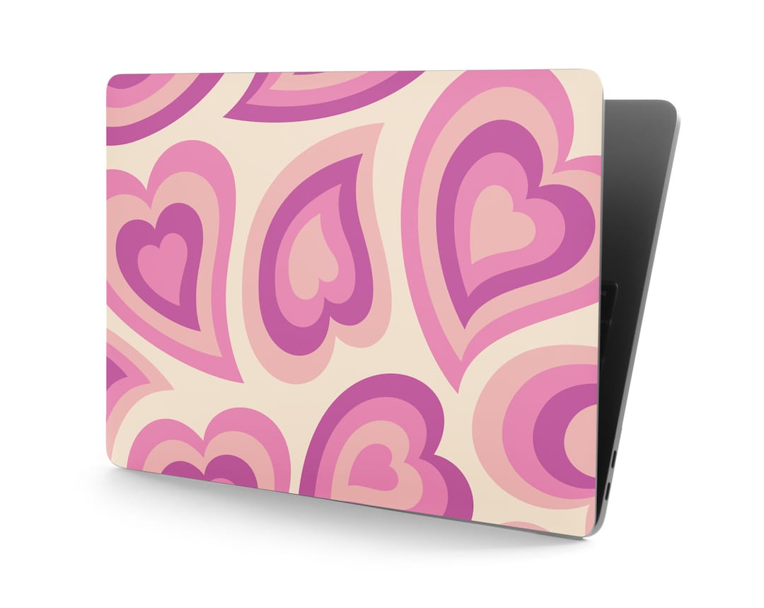 Valentines Shades of Pink Flowing Hearts UNIVERSAL Laptop Skin ...