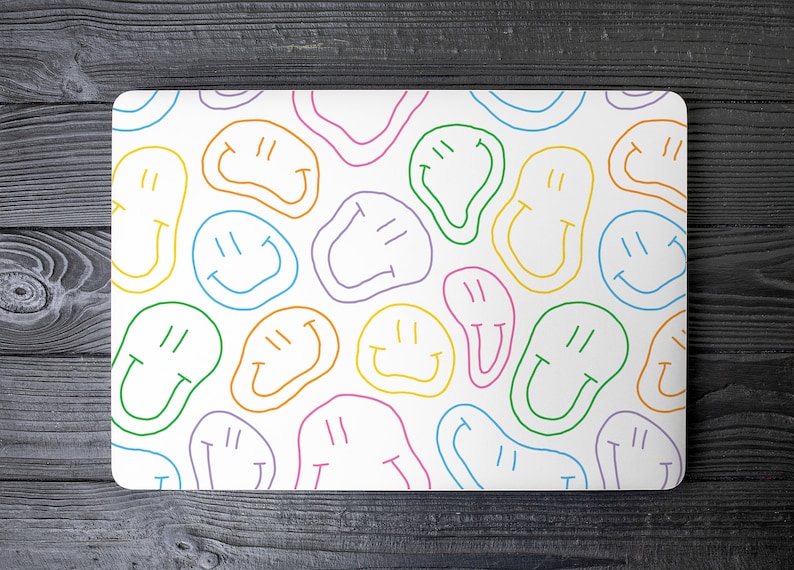 Melting Rainbow Smiley Faces in Lines White UNIVERSAL Laptop - Etsy