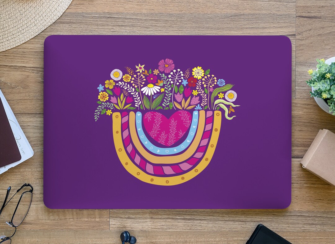Rich Hue Floral Flower Bouquet Heart Purple UNIVERSAL Laptop Skin ...