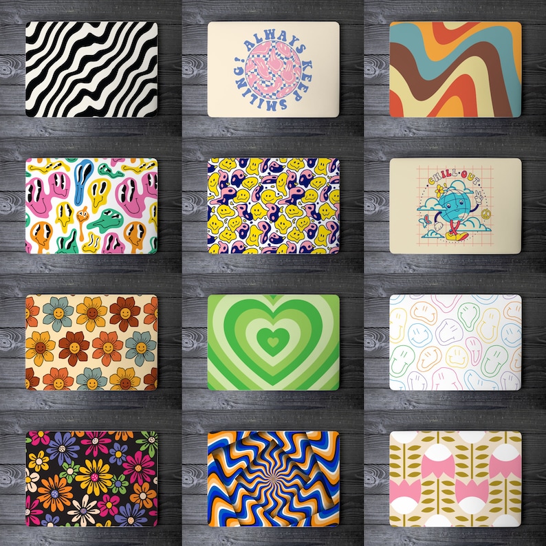 Trippy Dripping Rainbow Smiley Faces White UNIVERSAL Laptop - Etsy