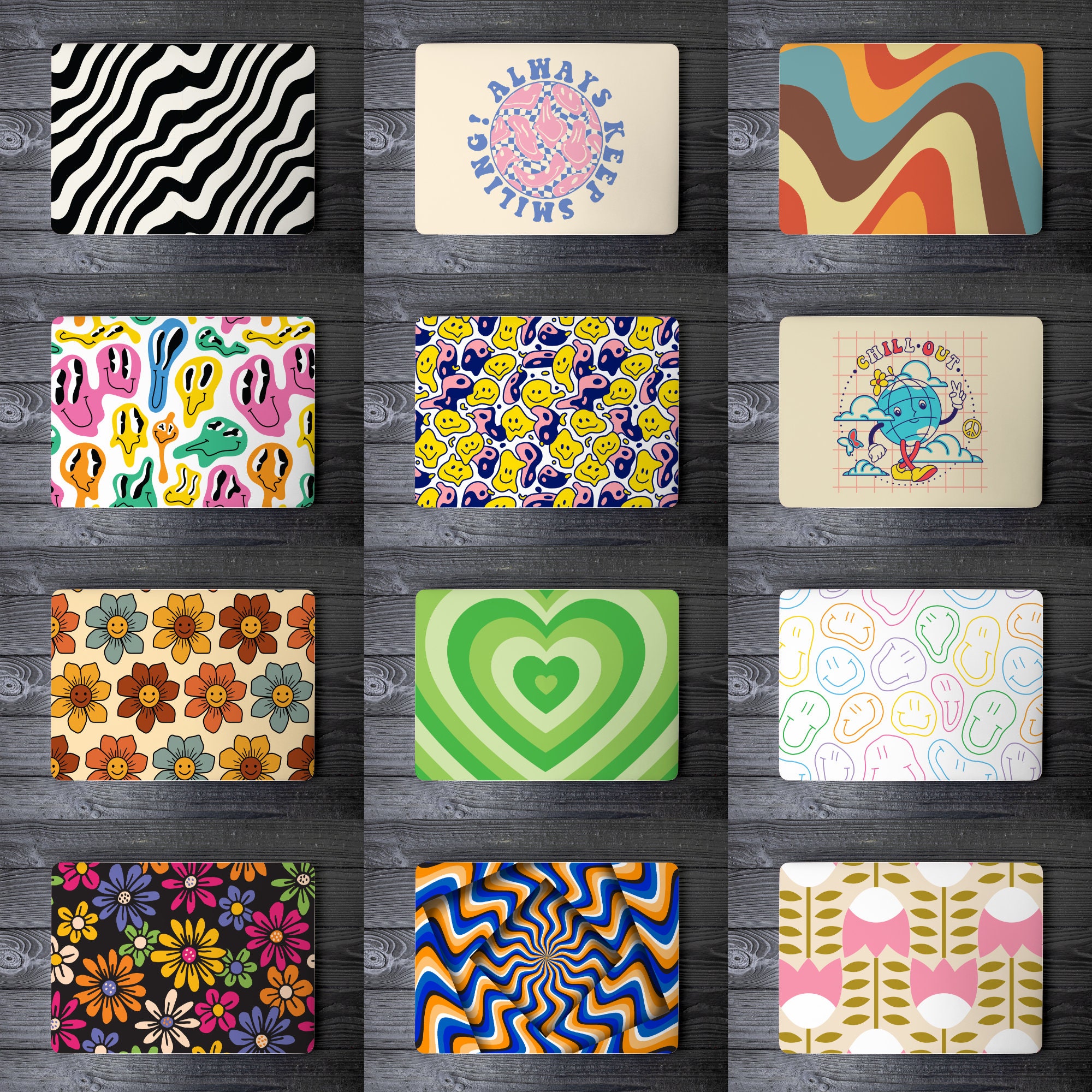 Trippy Dripping Rainbow Smiley Faces White UNIVERSAL Laptop - Etsy