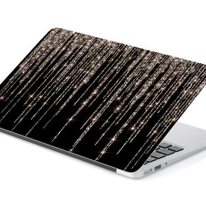 Faux Dripping Gold Glitter Sparkle on Black UNIVERSAL Laptop Skin ...