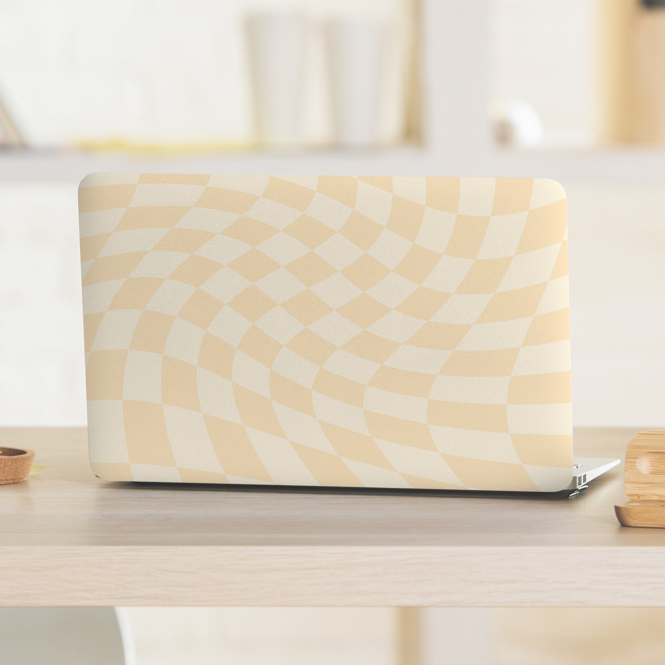 Pale Orange Peach Stretched Checkerboard UNIVERSAL Laptop Skin ...