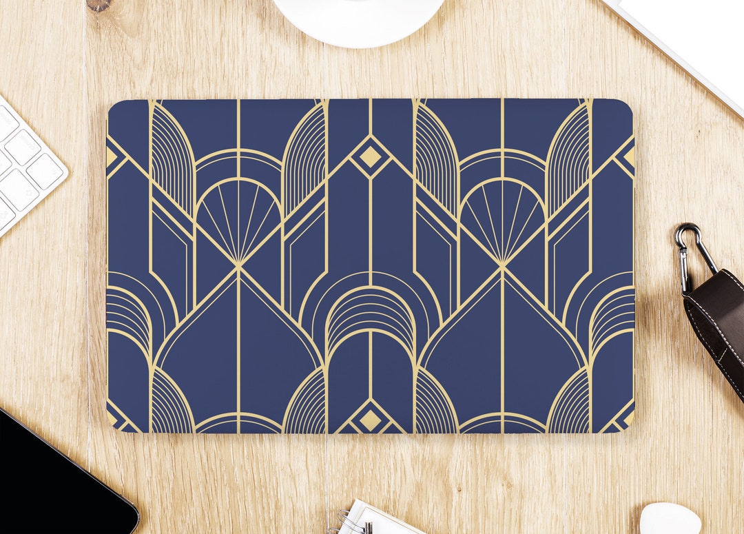 Faux Golden Art Deco Gatsby Design on Navy UNIVERSAL Laptop Skin ...
