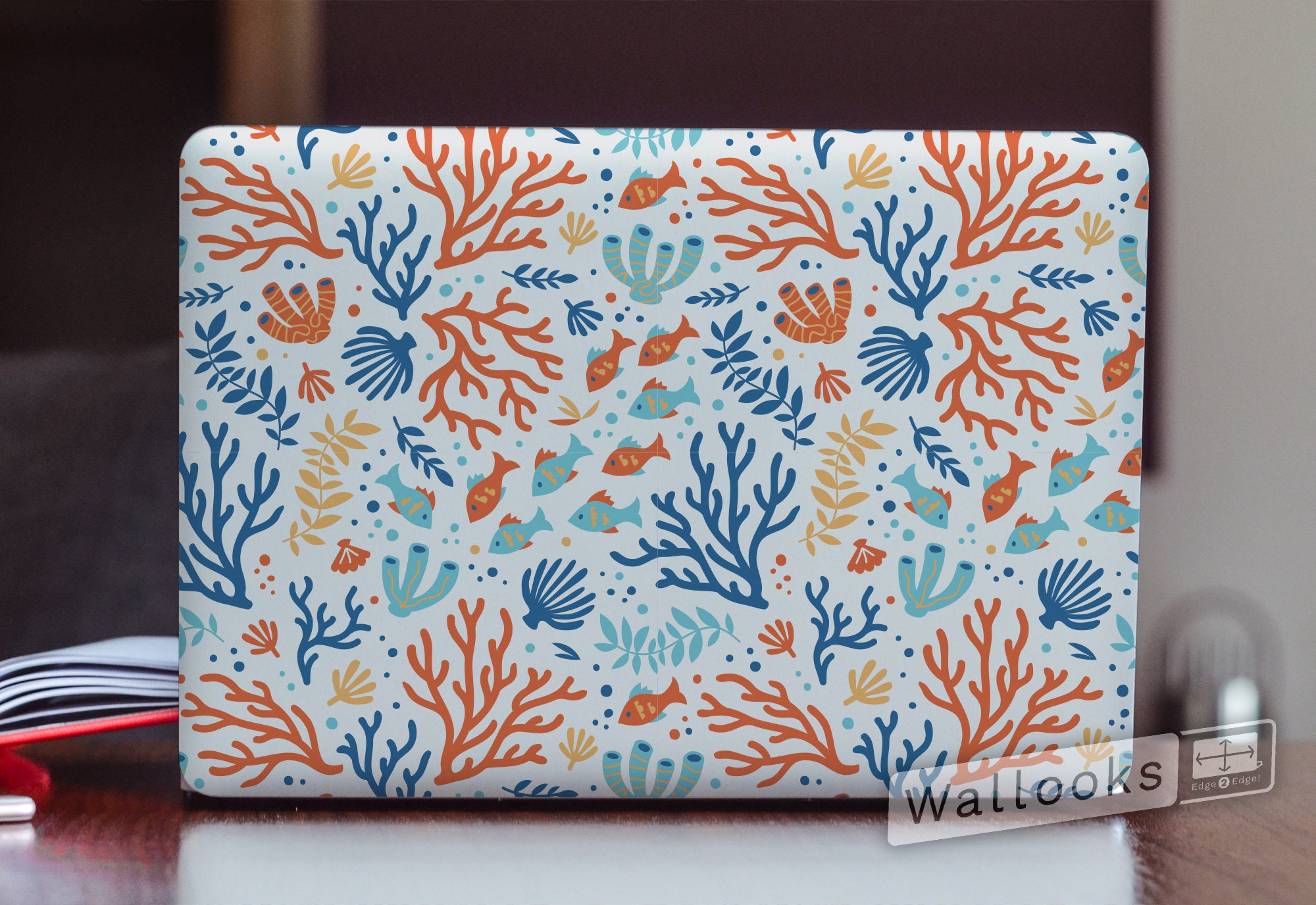 Sea Coral Underwater Shapes Illustration Laptop Skin, MacBook Skin ...