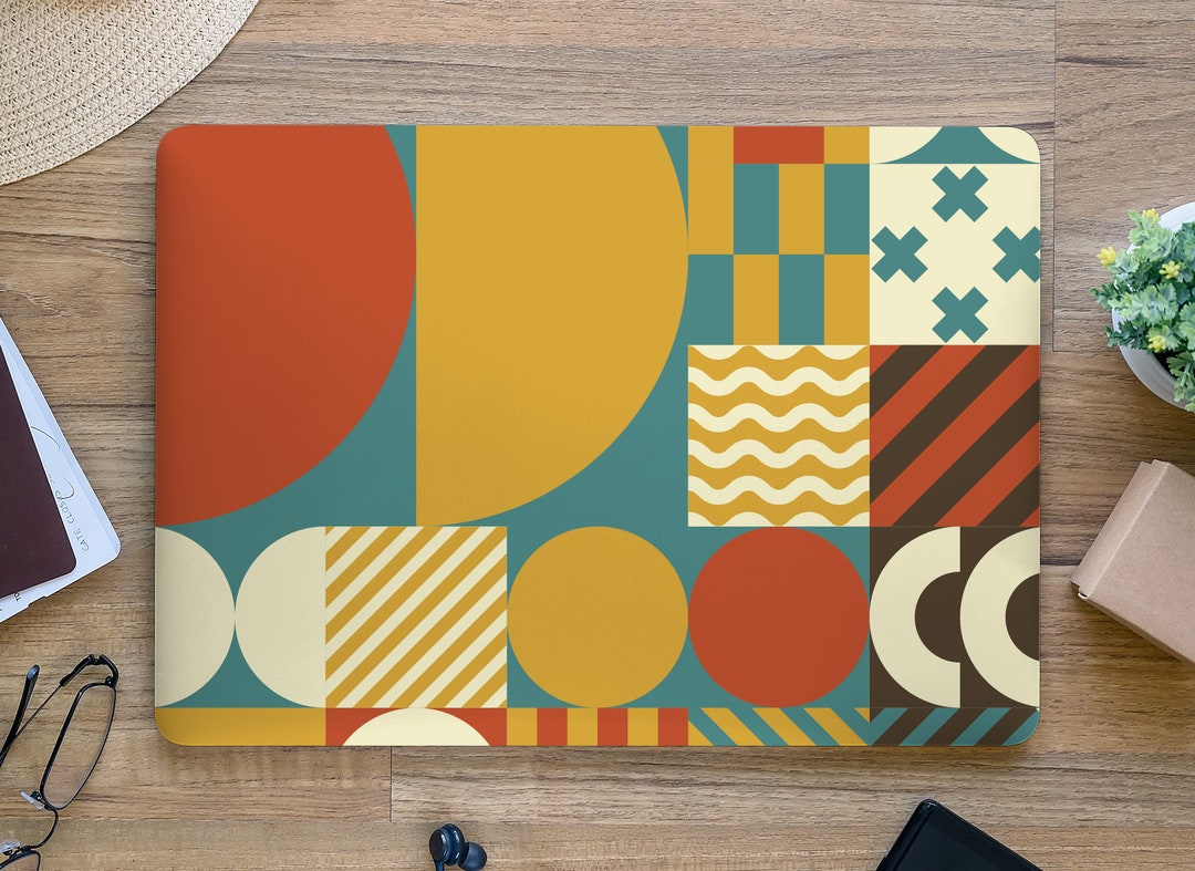 Burnt Orange Mustard Yellow Geometric Shape UNIVERSAL Laptop Skin ...