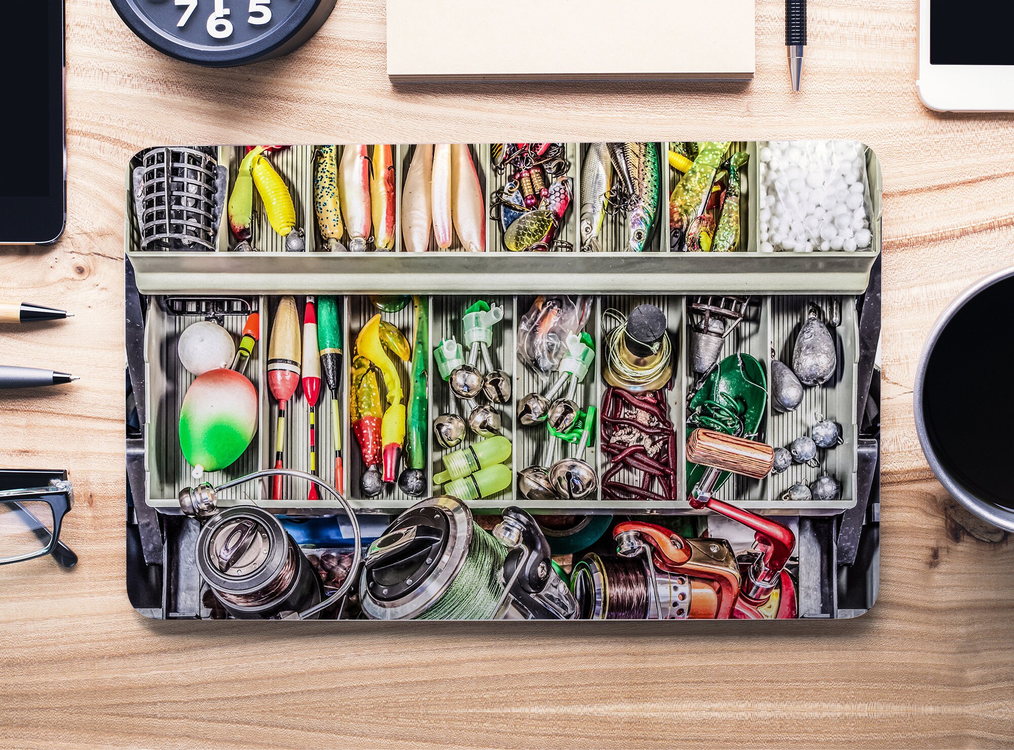 Fisherman's Open Tackle Box With Fishing Lures Laptop Skin, MacBook ...