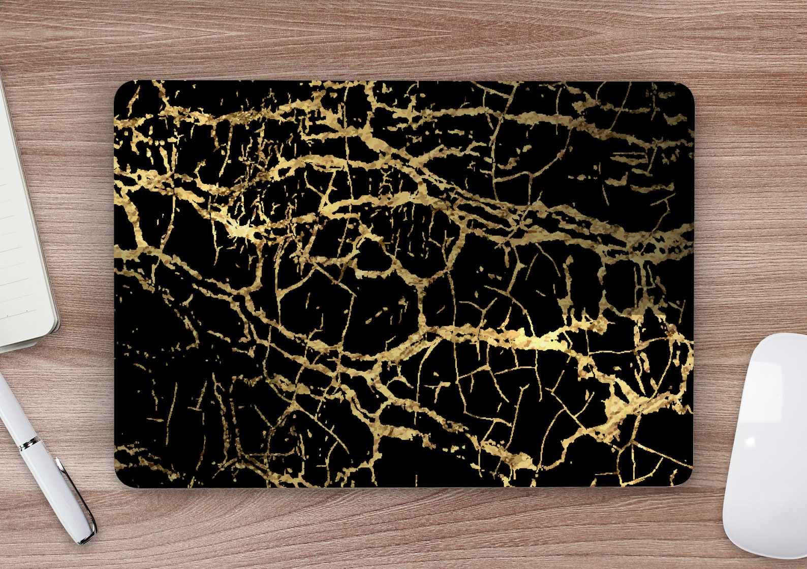Black With Golden Granite Texture Stone Laptop Skin, MacBook Skin ...