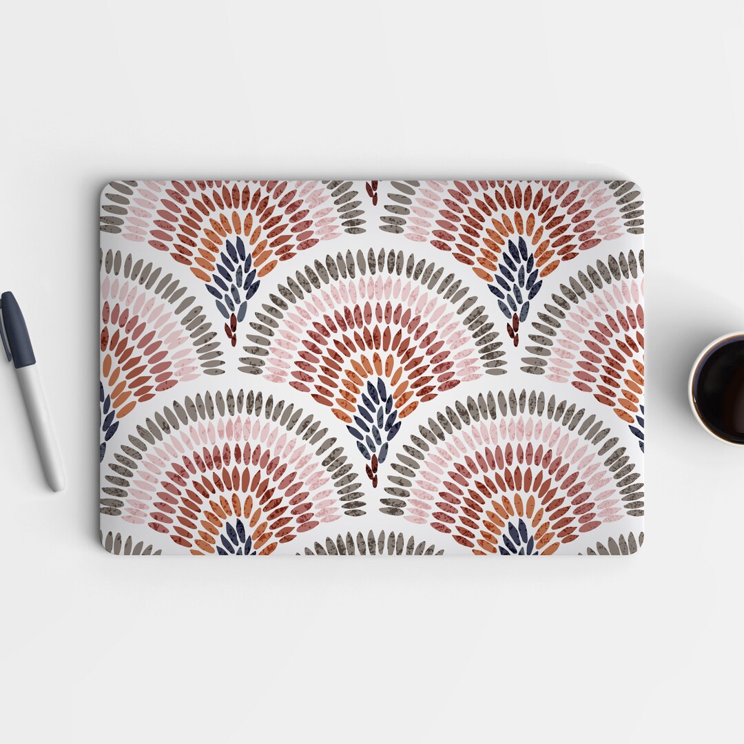 Boho Faded Leaves Fans Rainbows on White UNIVERSAL Laptop Skin ...