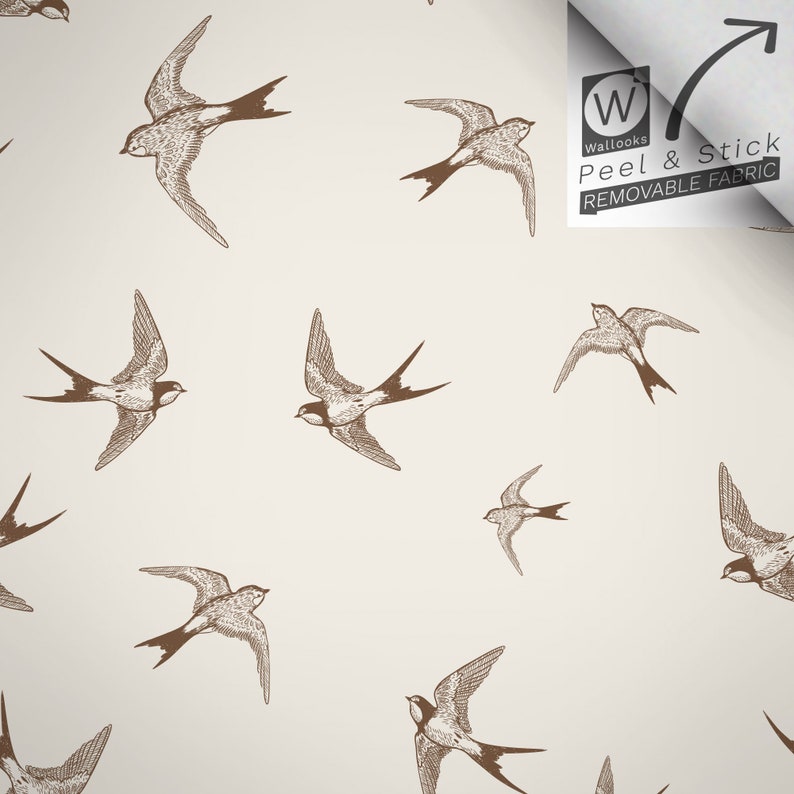 Swallow Birds Illustration Pattern Wall Paper Removable Peel - Etsy