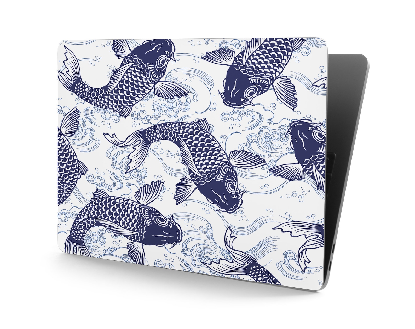 Blue Koi Fish Illustration Pattern Art UNIVERSAL Laptop Skin, MacBook ...