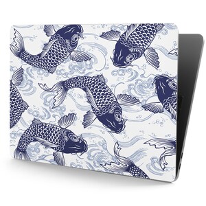 Blue Koi Fish Illustration Pattern Art UNIVERSAL Laptop Skin, MacBook ...