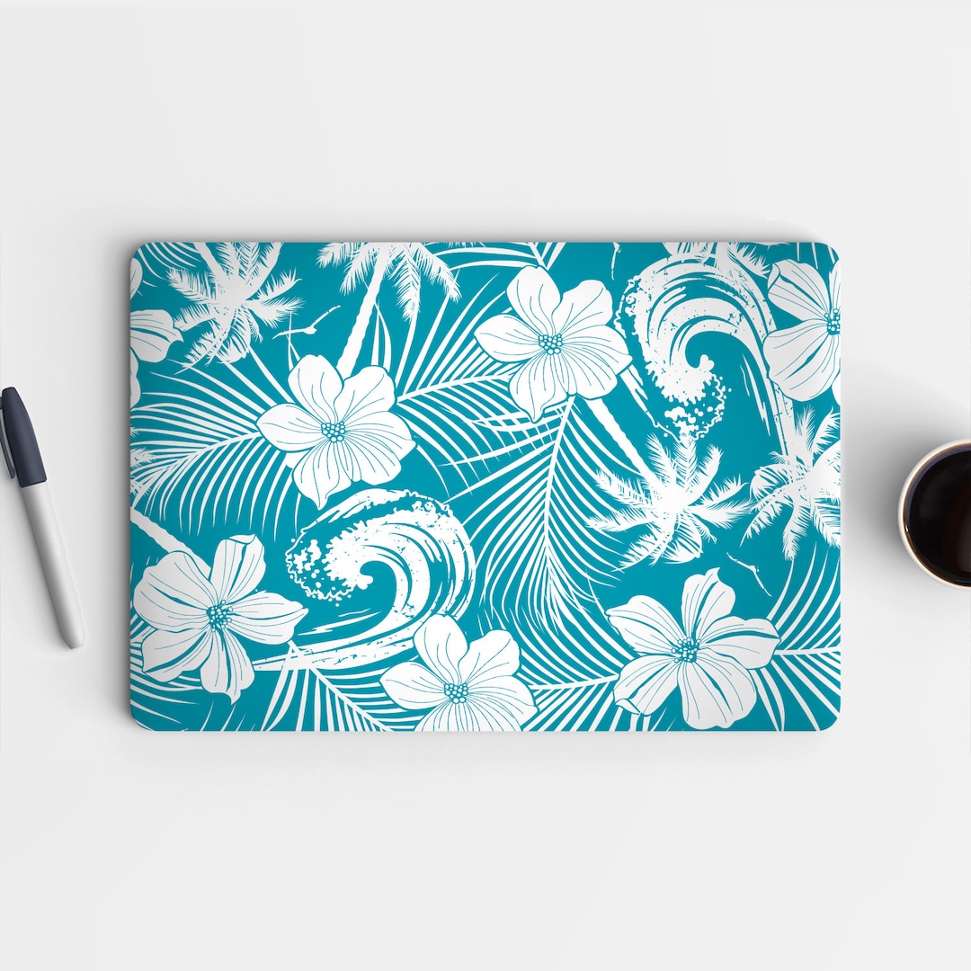Tropical Hawaiian Waves Hibiscus Palm Trees UNIVERSAL Laptop Skin ...