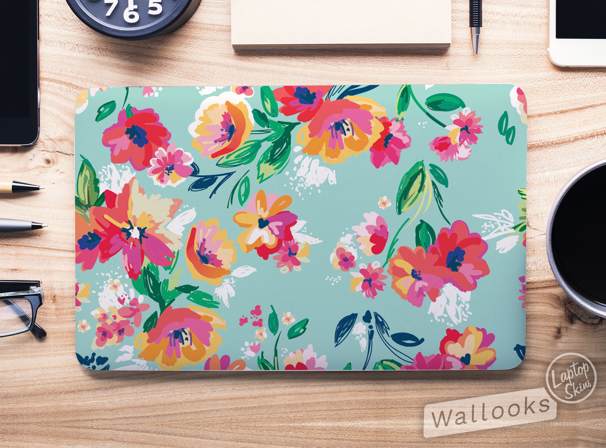 Saturated Flower Painting Pattern Design Laptop Skin, MacBook Skin ...